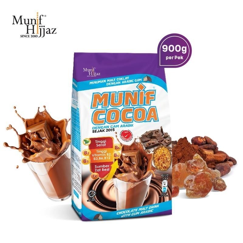 MUNIF HIJJAZ - Munif Cocoa Arabic Gum Pek 900gm. Minuman Alternatif ...