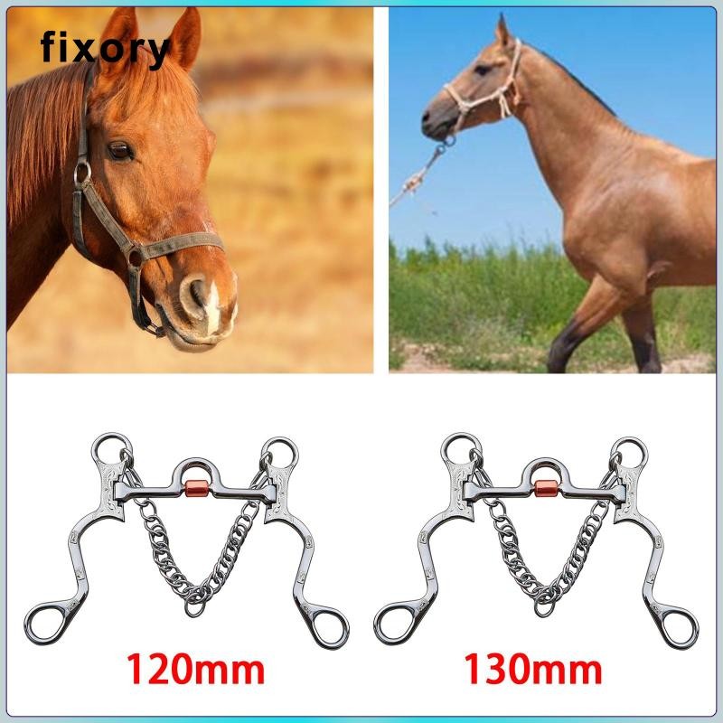fixory Stainless Steel Horse Bit Copper Mouth Horse Gag Bit Cheek for ...