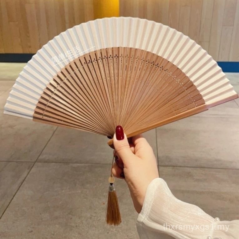 Fan Antique White Plain Fan Chinese Style Folding Fan Female Dance Fan ...