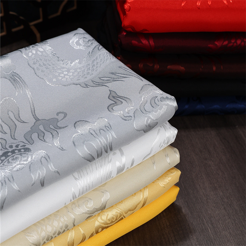 Phoenix Big Dragon Pattern Jacquard Silk Satin Fabric Ancient Costume ...