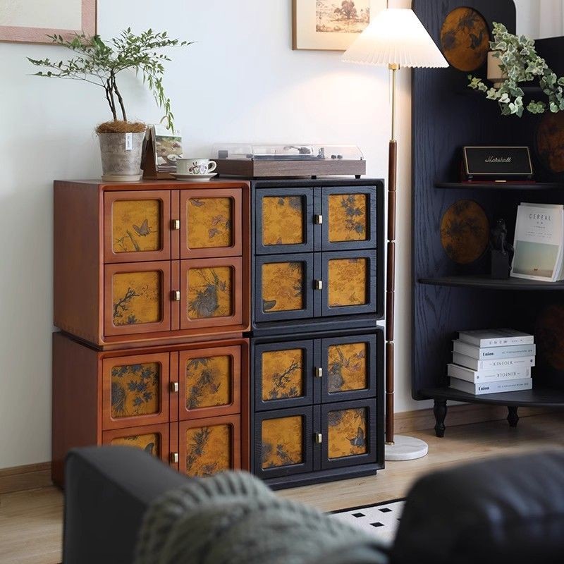 Retro fragrant cloud gauze bucket cabinet, TV cabinet, all solid wood ...