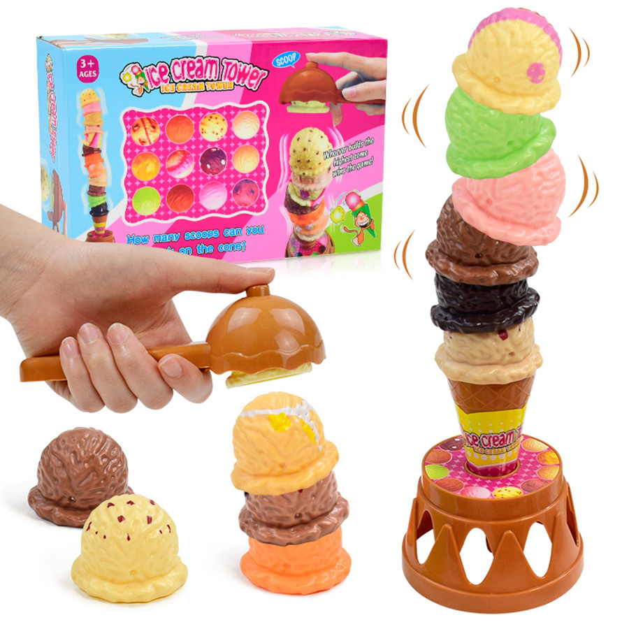 Children's simulated food, kitchen toys, ice cream, ice cream stacking ...