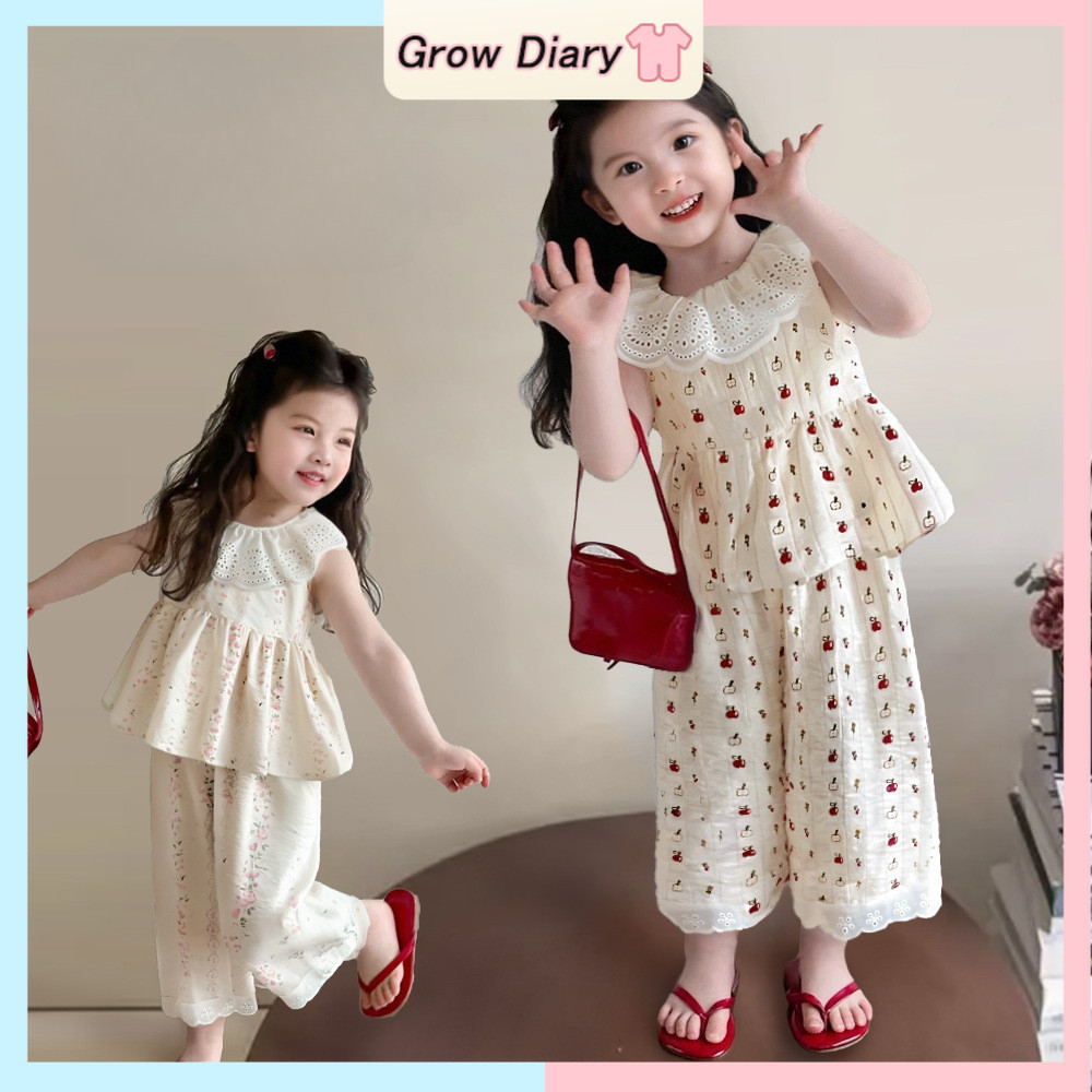 Baby Girl Summer Clothing Set Girls Lace Collar Sleeveless Vest Top ...