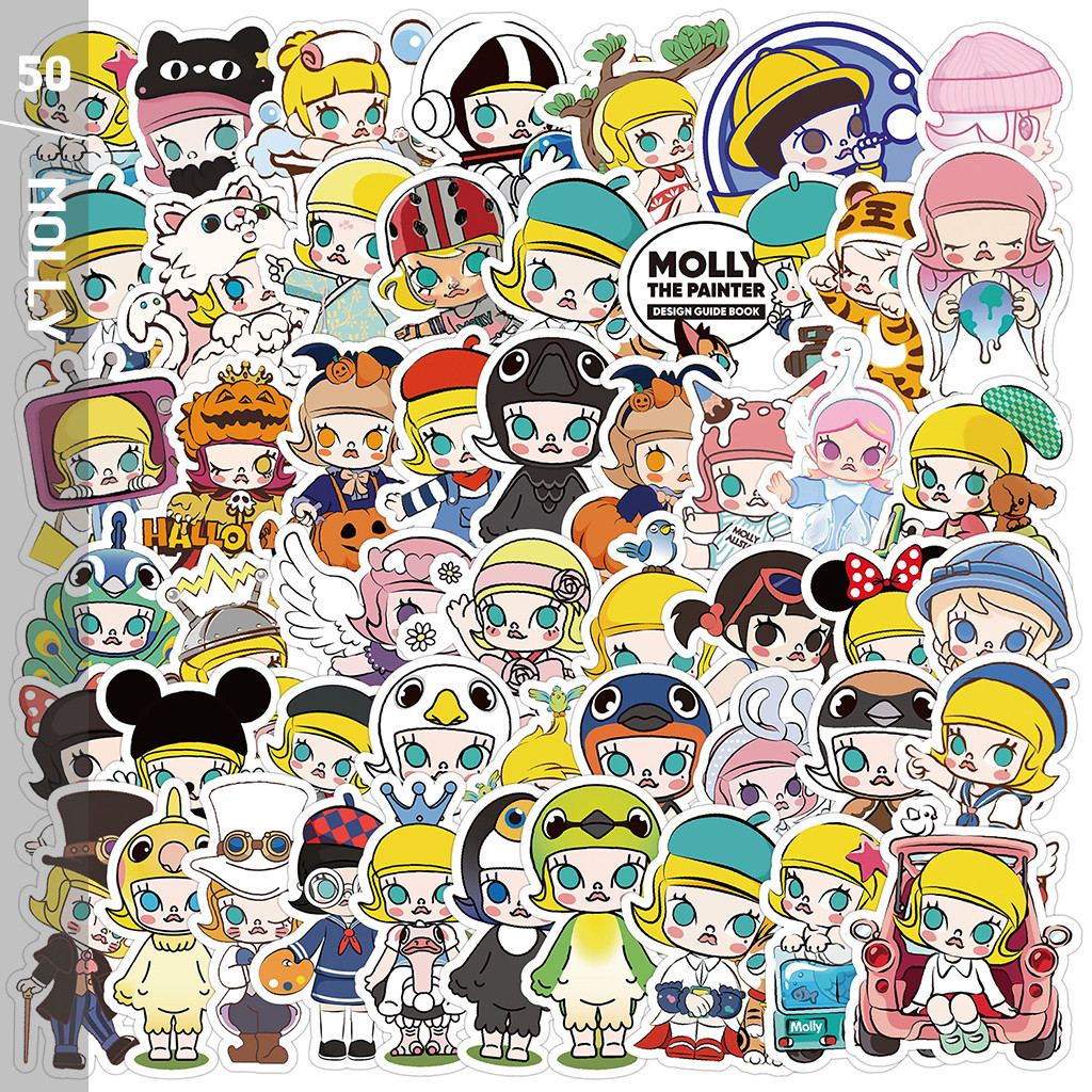 Y&P| MOLLY Stickers Set Cartoon Graffiti Waterproof Decals Pack, 50 pcs ...