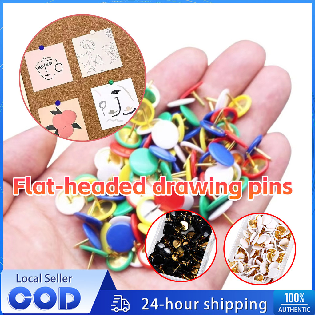 100Pcs Round Push Pins Notice Board Map Thumb Tacks Drawing Pins for ...