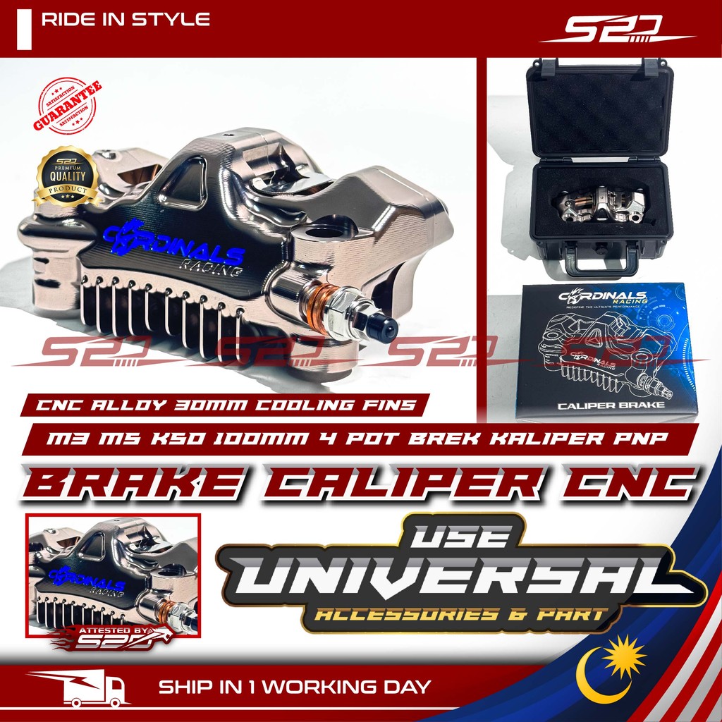 Brake Caliper Set Cardinals Universal Use M3 M5 K50 100MM 4 Pot Brek ...
