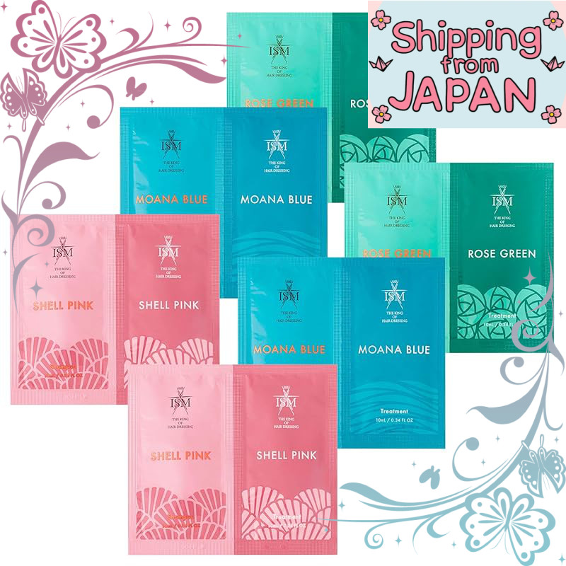 ISM Shampoo & Treatment Trial Set - Shell Pink / Moana Blue / Rose Green, 6 uses (2 sheets each ...