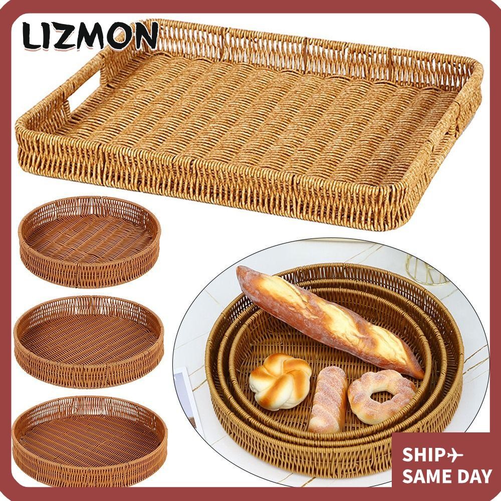 LIZMON 1Pcs Handwoven Rattan Basket, Fruit Vegetable Cake Wicker ...