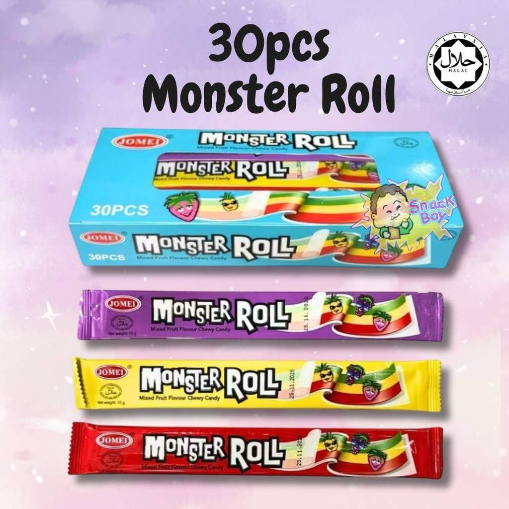 10g x 30pcs Jomei Monster Roll Mixed Fruit Flavour Chewy Candy (HALAL ...