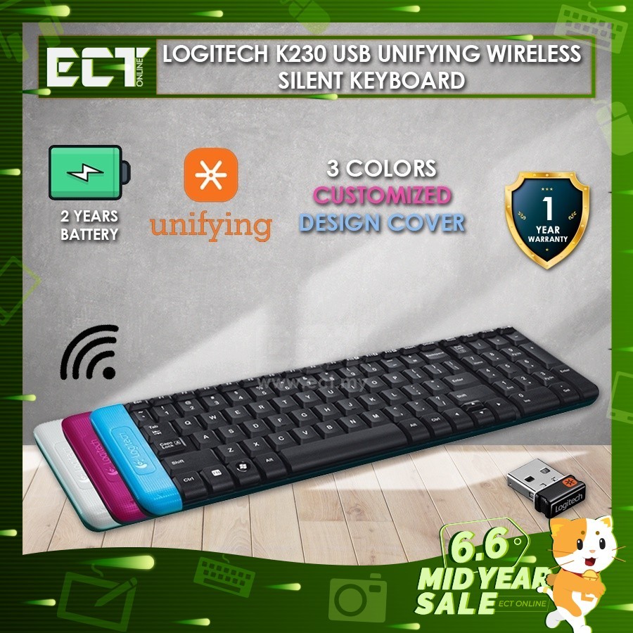 Logitech K230 USB Unifying Wireless Silent Keyboard with 3 Colors ...