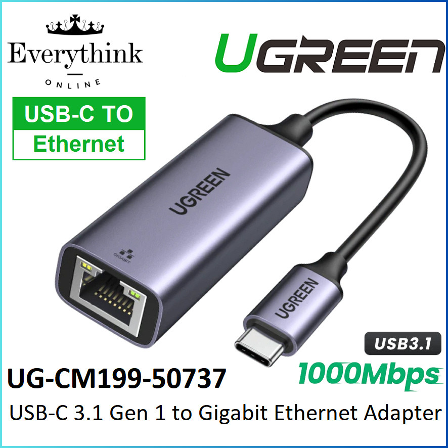 UGREEN CM199 USB-C 3.1 GEN 1 TO GIGABIT ETHERNET NETWORK ADAPTER CABLE ...