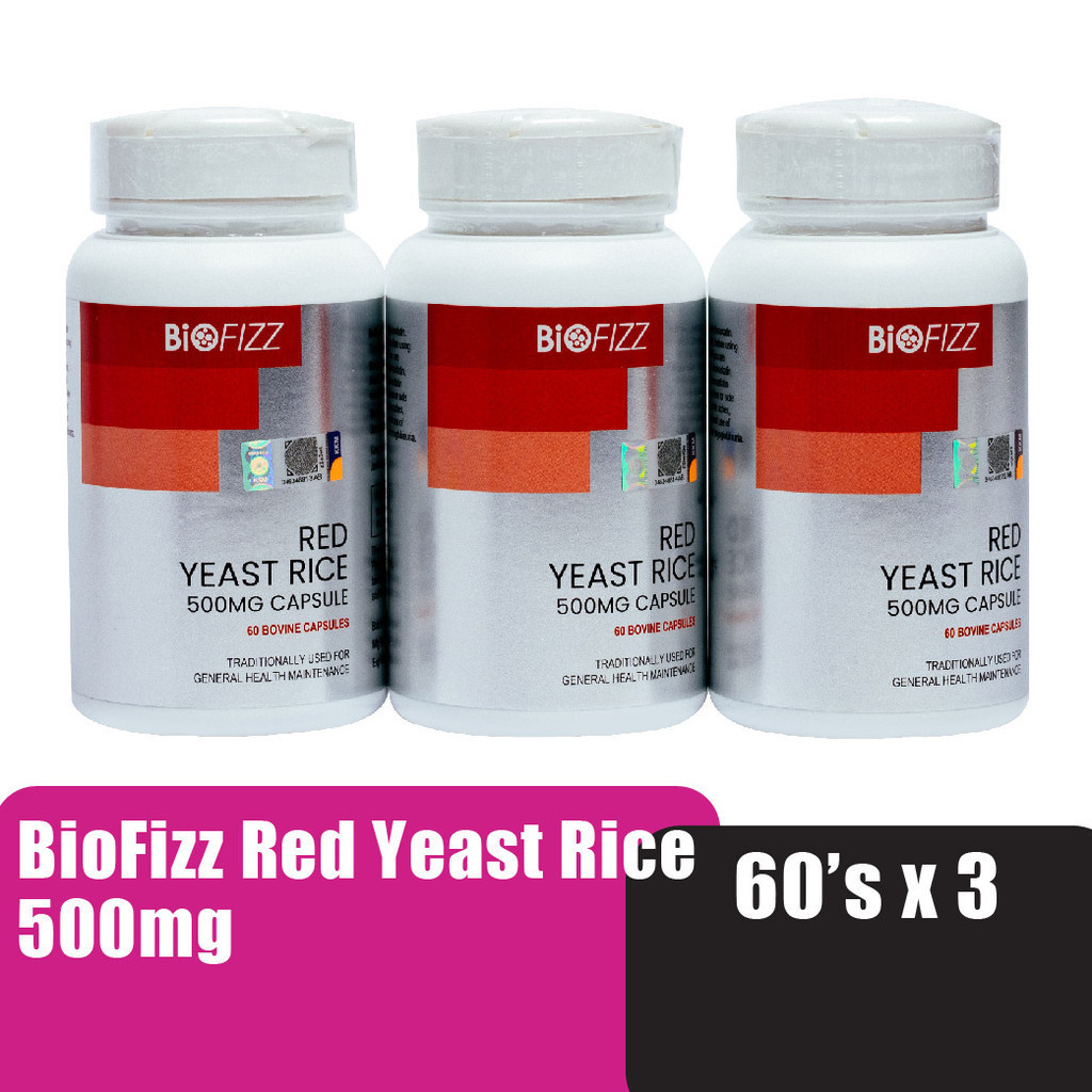 BIOFIZZ Red Yeast Rice Capsule 500mg 60'S x 3 Red Yeast Rice ...