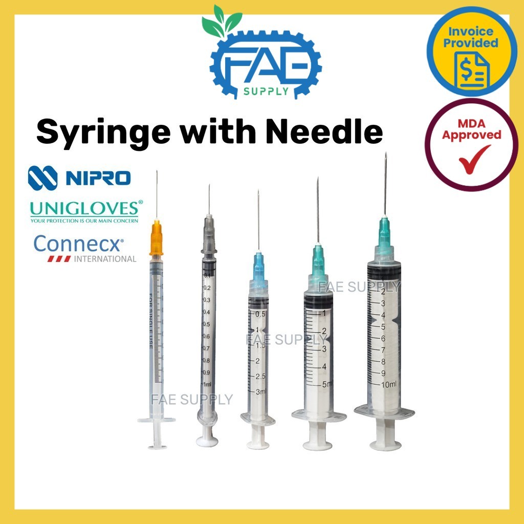 Syringe Picagari Luer Lock With Needle MDA 1/3/5/10 mL CC 21G 23G 25G ...
