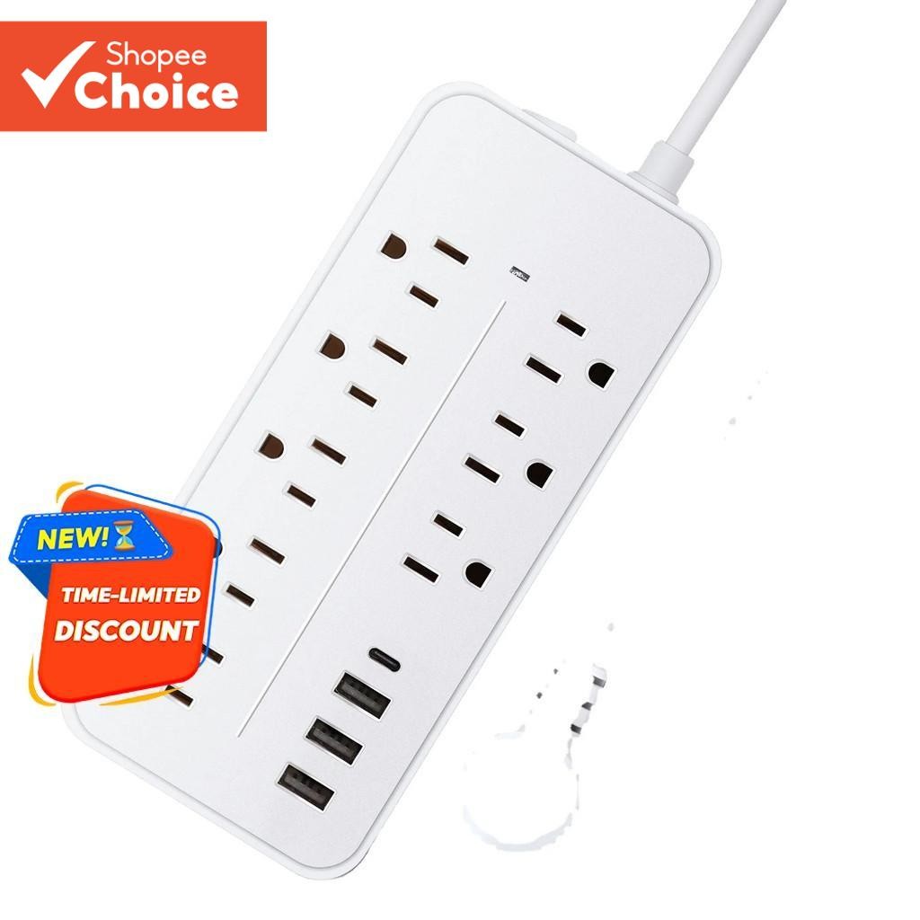 Universal Power Strip With 8 Port And 3 Usb Ports Grounding Extension ...