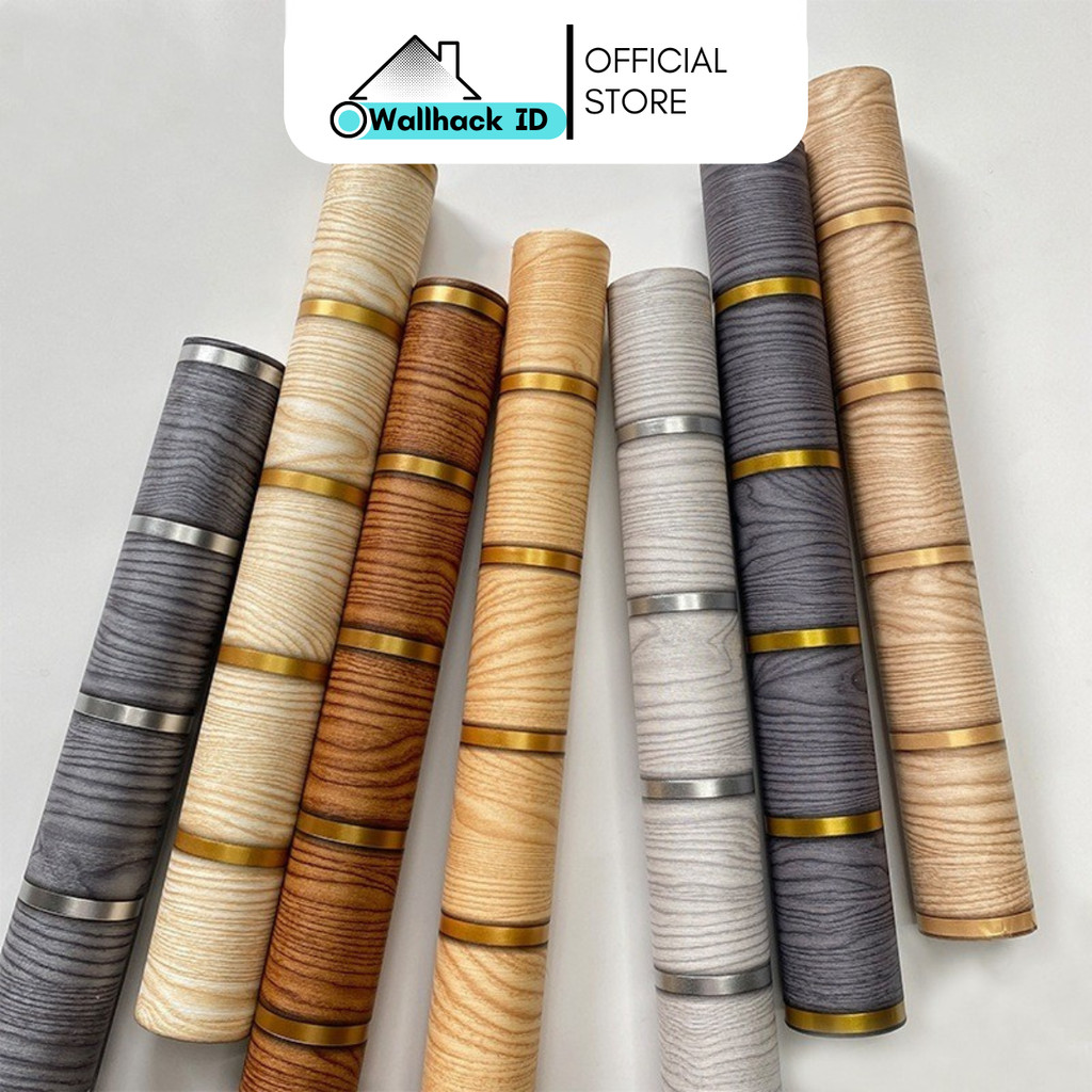 WPC Strip Sticker Wallpaper with Elegant Luxury Wood Panel Motif Size 7 ...