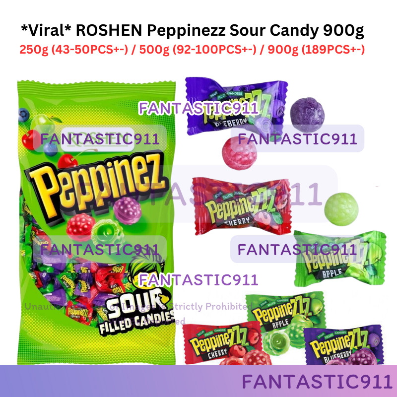 (Halal) ROSHEN Peppinezz Sour Candy (1kg) *Viral* Gula-gula Masam sedap ...