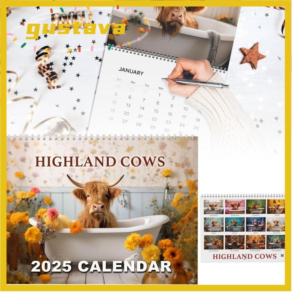 GUSTAVA Highland Cow Calendar 2025, Printing Paper Highland Cows In ...