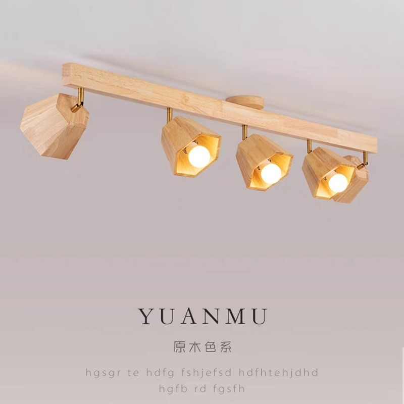 Japanese Style Log Living Room Surface Mounted Spotlight Nordic Solid ...