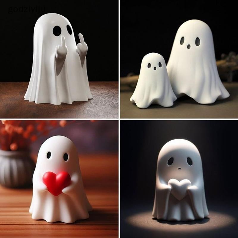 godziyiju Middle Finger Cute Ghost Statue, Ghosts Small Scary Ghost ...