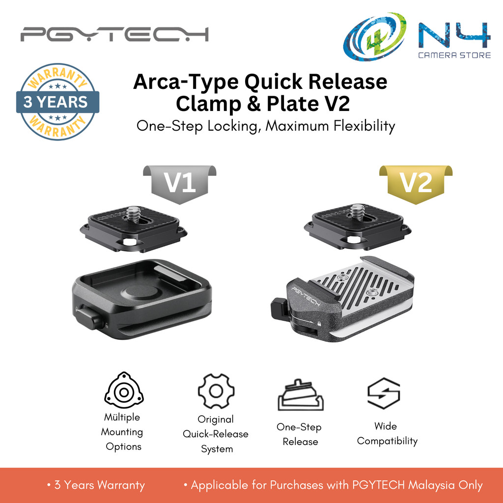 PGYTECH Arca-Type Quick Release Clamp & Plate With Beetle Camera Clip ...