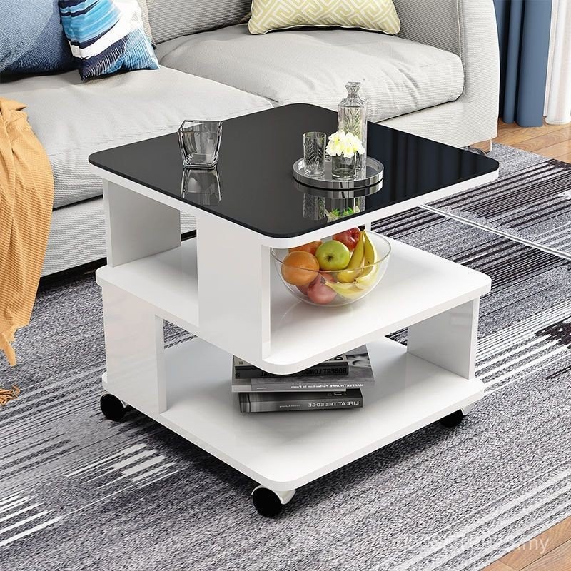 Simple Small Coffee Table Tempered Glass Mobile Premium Side Table ...