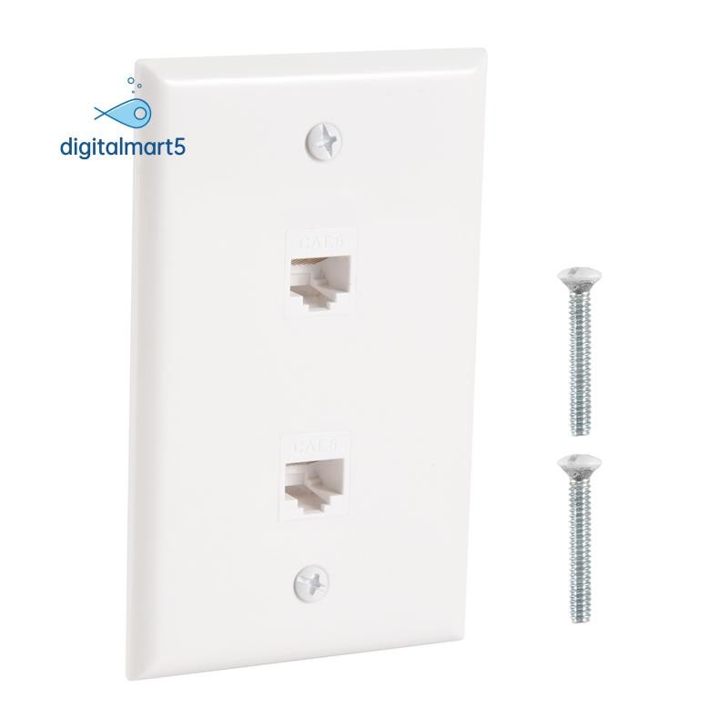 2 Port Ethernet Wall Plate, Cat6 Female to Female Wall Jack RJ45 Inline ...