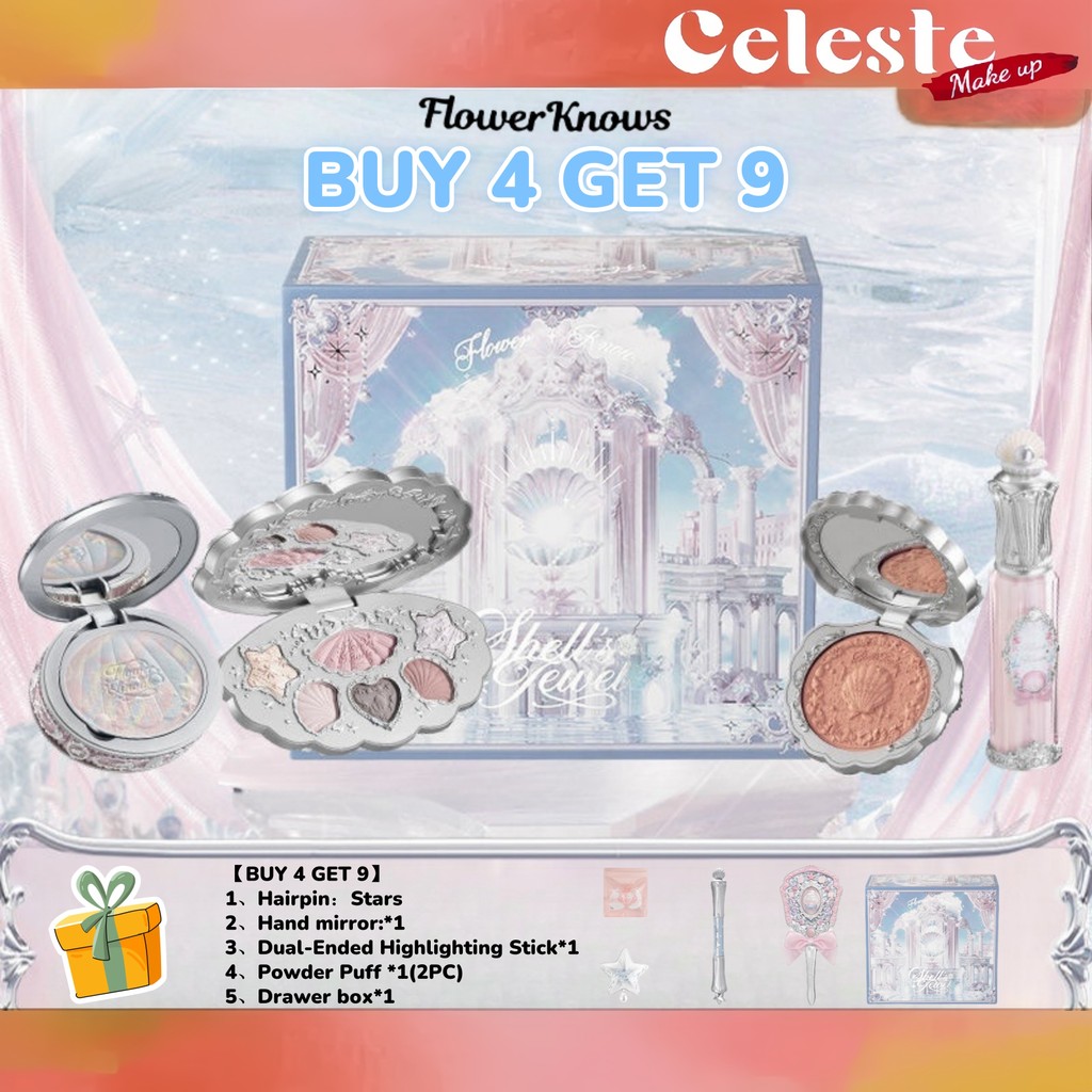 FLOWER KNOWS Shell Pearl SET 【BUY 4 GET 9】Lip+Blush+EyeshadowSetting ...