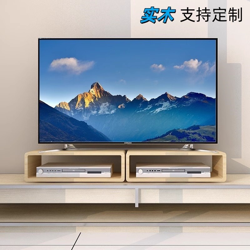 Solid Wood Desktop Shelf Flat TV Pad Elevated Rack Display Stand TV ...