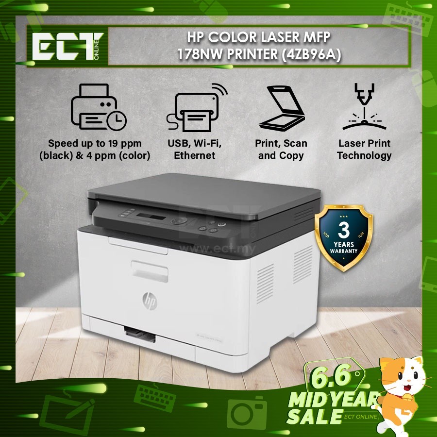 HP Color Laser MFP 178NW Printer (4ZB96A) | Shopee Malaysia