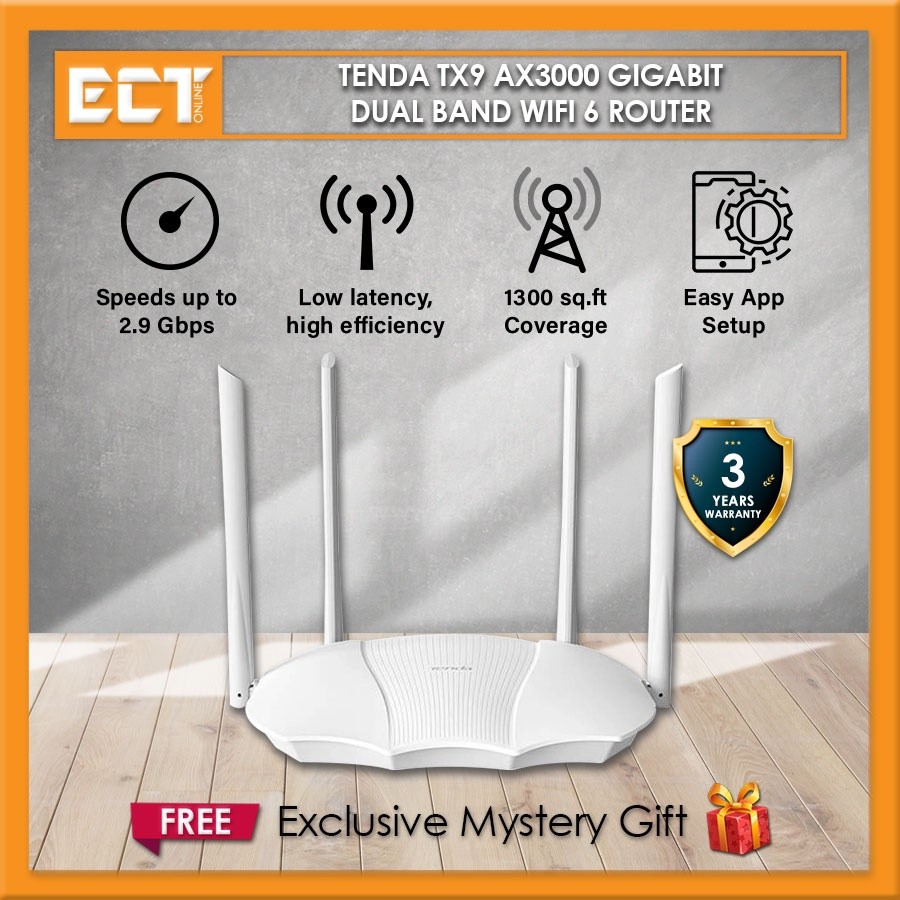 Tenda TX9 AX3000 Gigabit Dual Band Wifi 6 Router for UniFi Turbo ...
