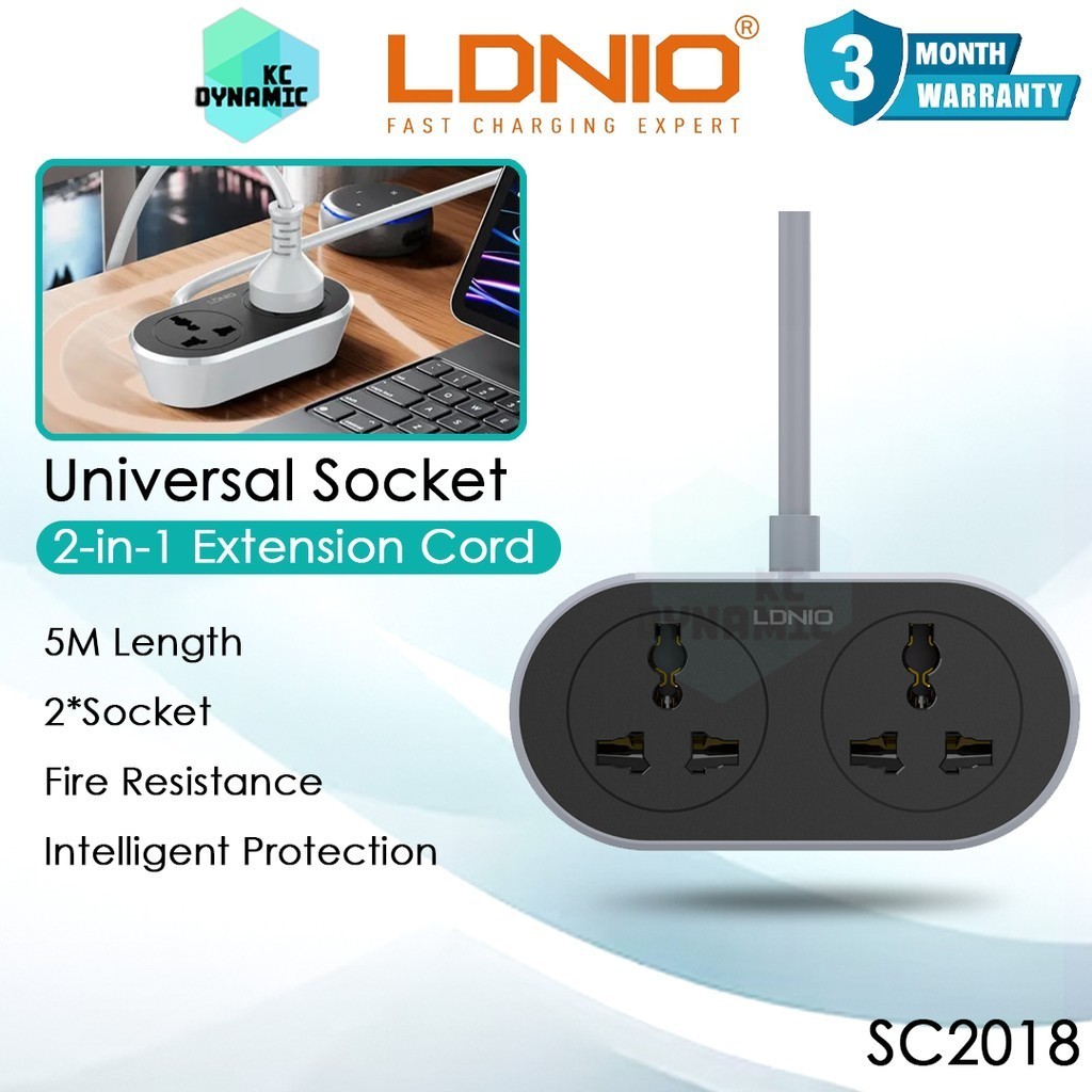 LDNIO SC2018 Universal Outlet Extension Cord Universal Extension Power ...