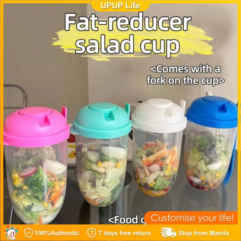 1000ML Portable Salad Cups Cereal Nut Yogurt Container with Fork Sauce ...
