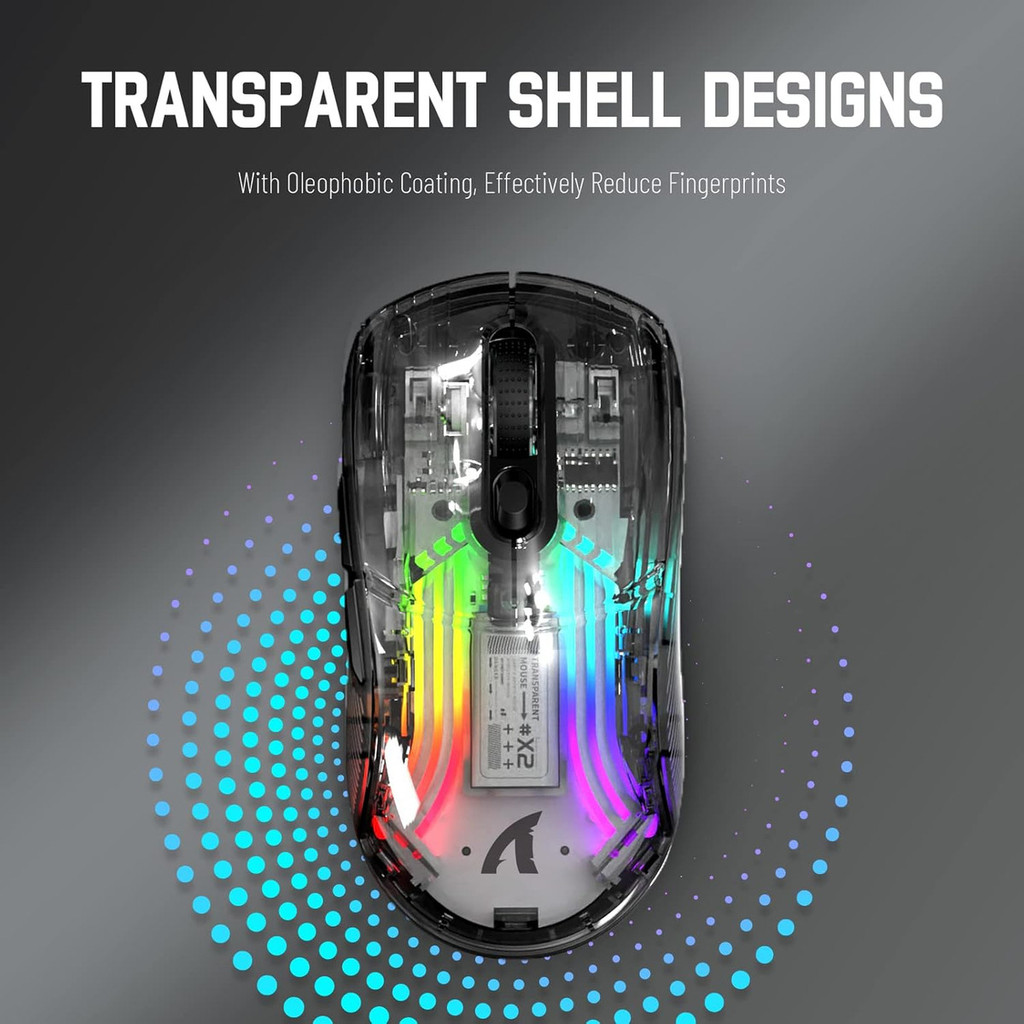 Attack Shark X2 Wireless Gaming Mouse Transparent Shell PixArt Chip 3D ...