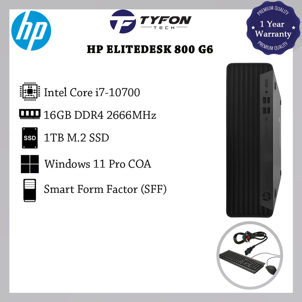 HP Elitedesk 800 G6 SFF i7-10700 16GB DDR4 RAM 1TB M.2 SSD Win 11 Pro Desktop PC Computer ...