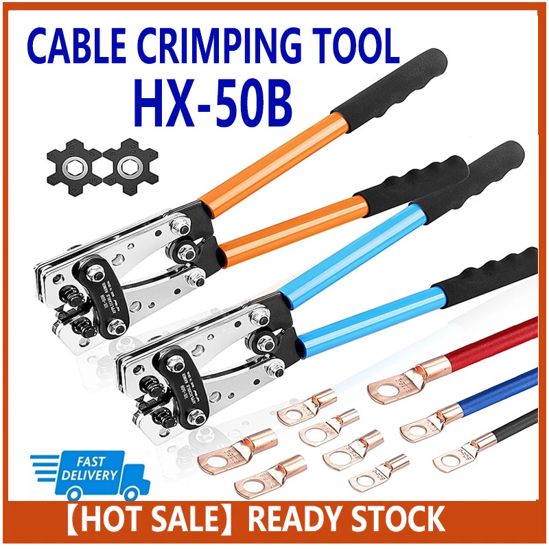 HX-50B Crimping Pliers 6-50mm²/AWG 10-0 Tube Terminal Crimper Hex Crimp ...