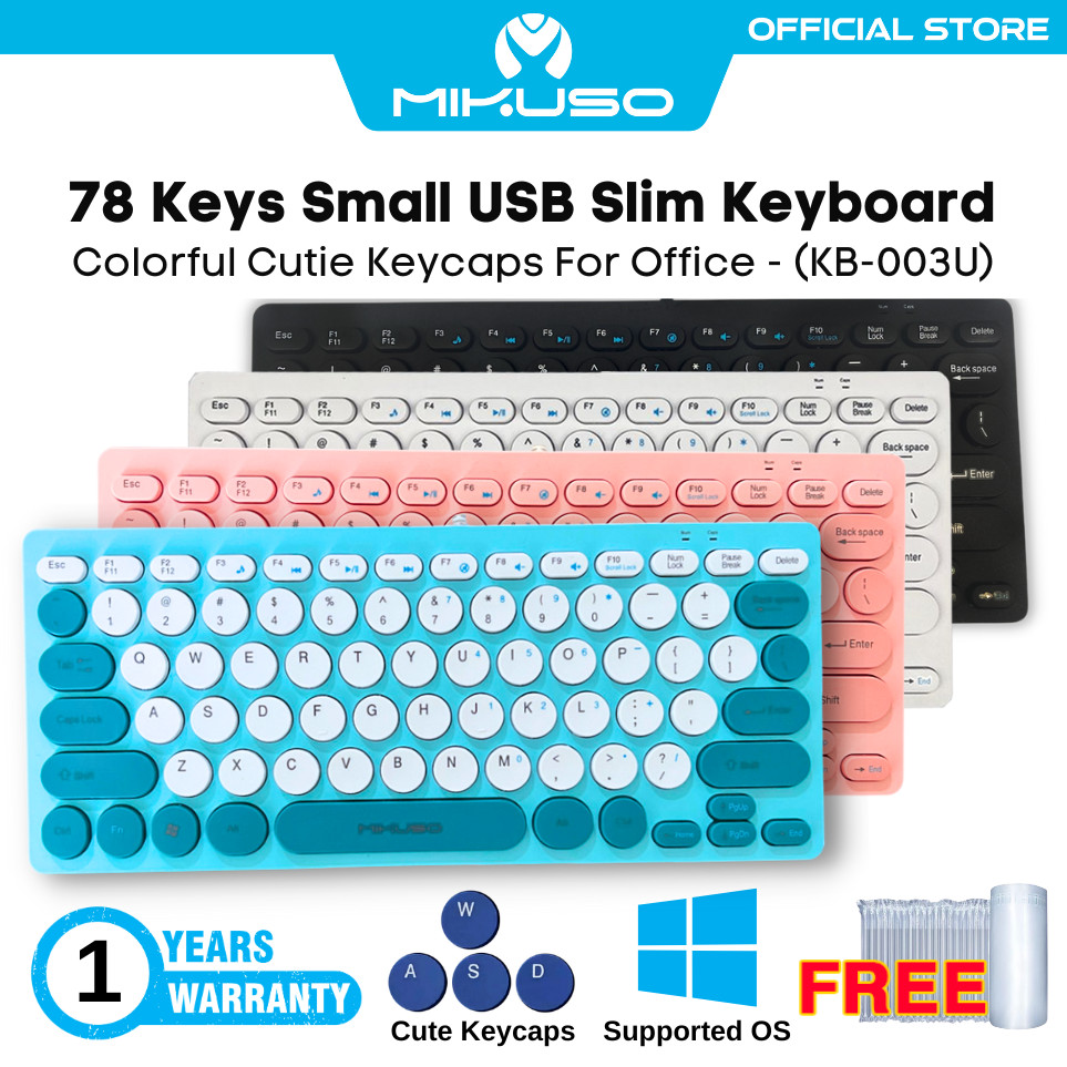MIKUSO Slim Wired Colorful Keyboard KB-003U | 78 keys USB Compact ...