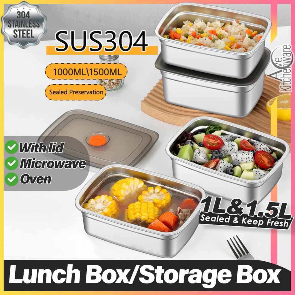 Stainless Steel SUS304 6PCS Food Container Box with Lid Organizer ...