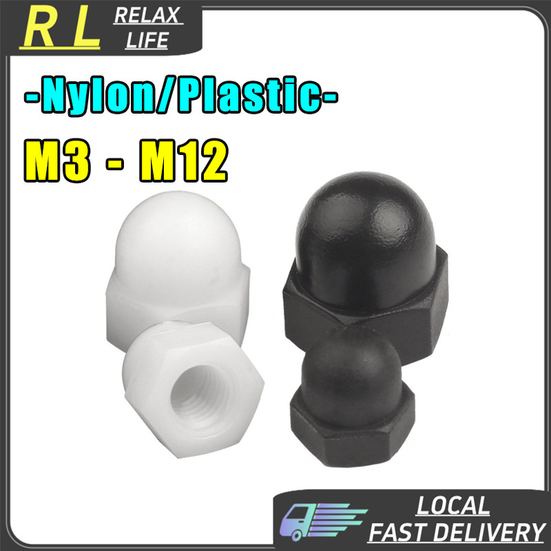 [RL] M3-M12 Nylon Cap Nut Hex Acorn Nuts Insulated Dome Nut Plastic ...