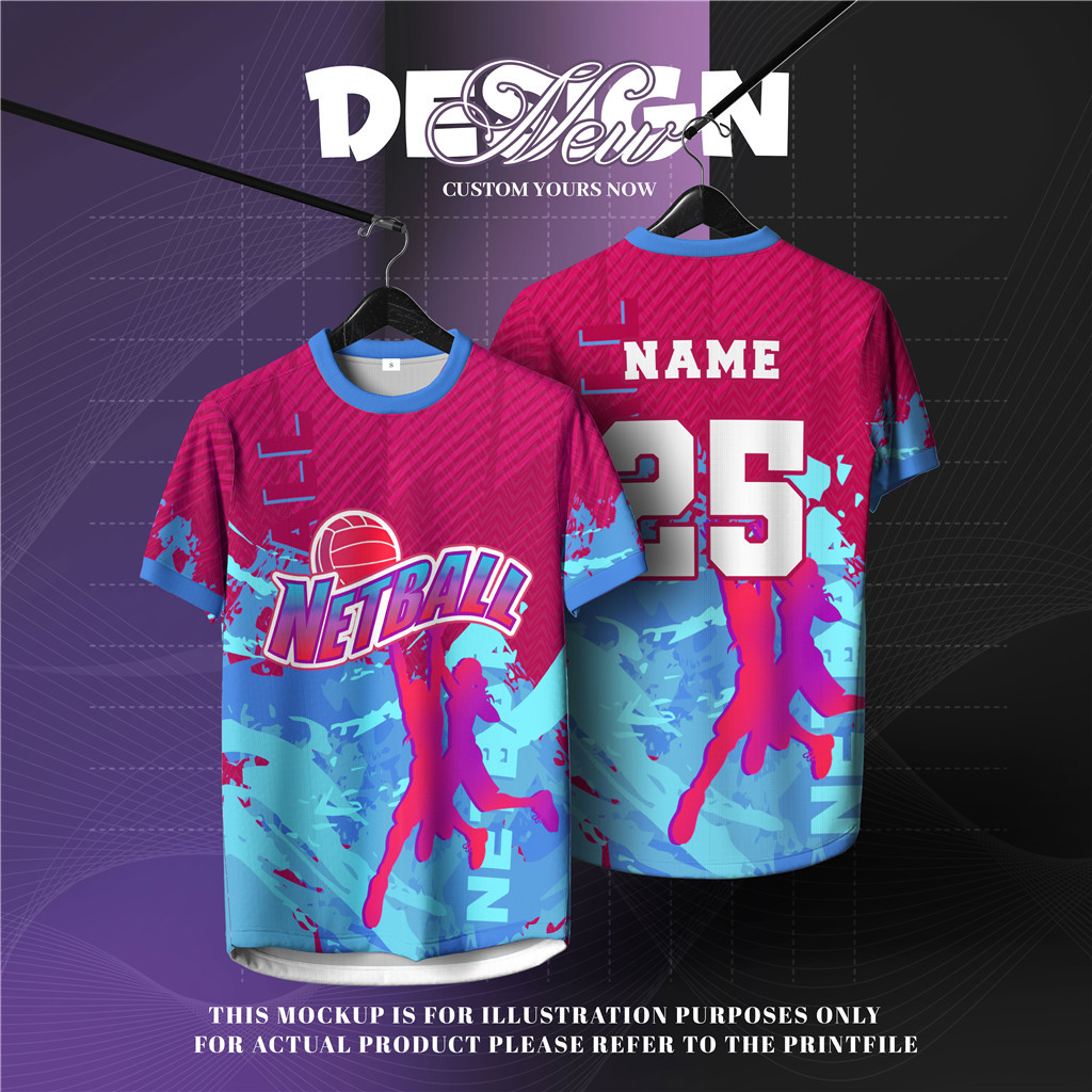 [Free Custom] Netball Premium Jersey T Shirt Lelaki Quick Drying Full ...