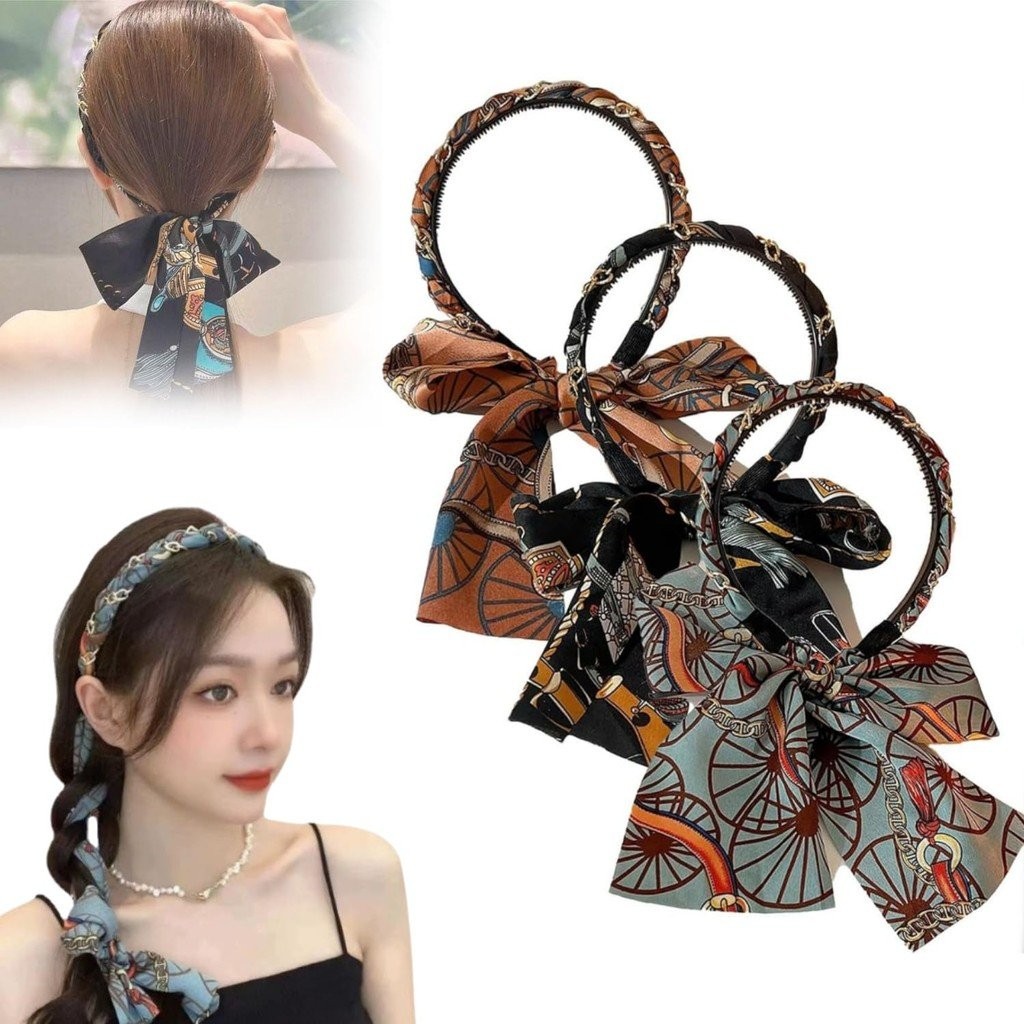 Satin Fabric Hair Bands,2025 New Silk Hair Bands, Retro Satin Cross ...