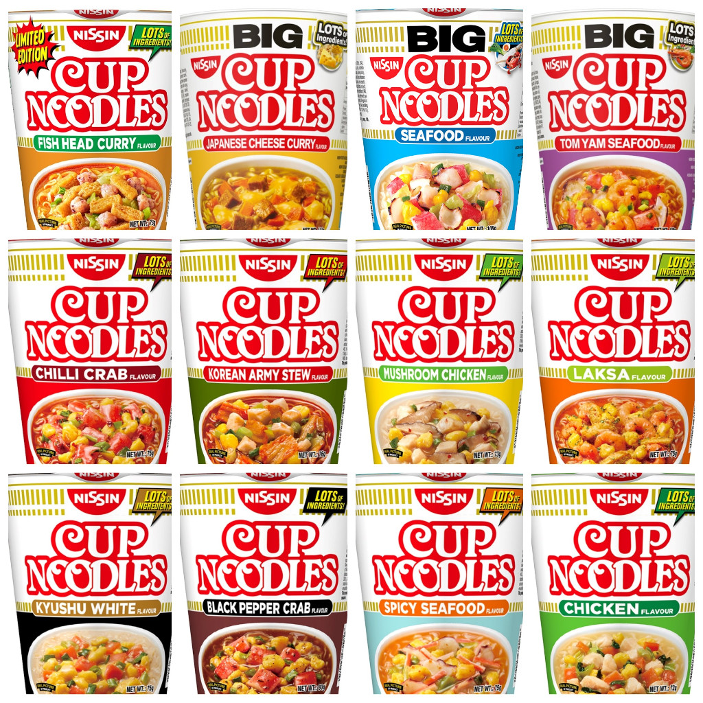 Nissin Instant Cup Noodles [ Tomyam Seafood / Chicken / Seafood / Laksa / Kyushu White / Spicy ...