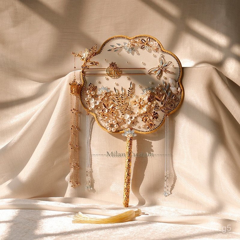 Bridal Group Fan Antique Hanfu Handmade Chinese Wedding Fan Xiuhefu Xi ...