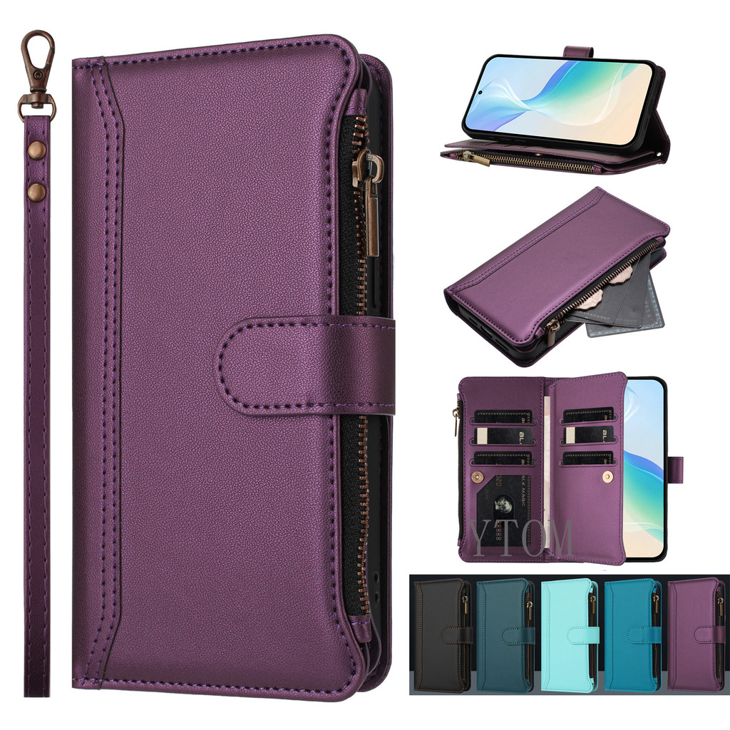 For Honor 400 200 90 Smart 70 50 SE Lite 5G 4G 5G Zipper Pocket Leather ...