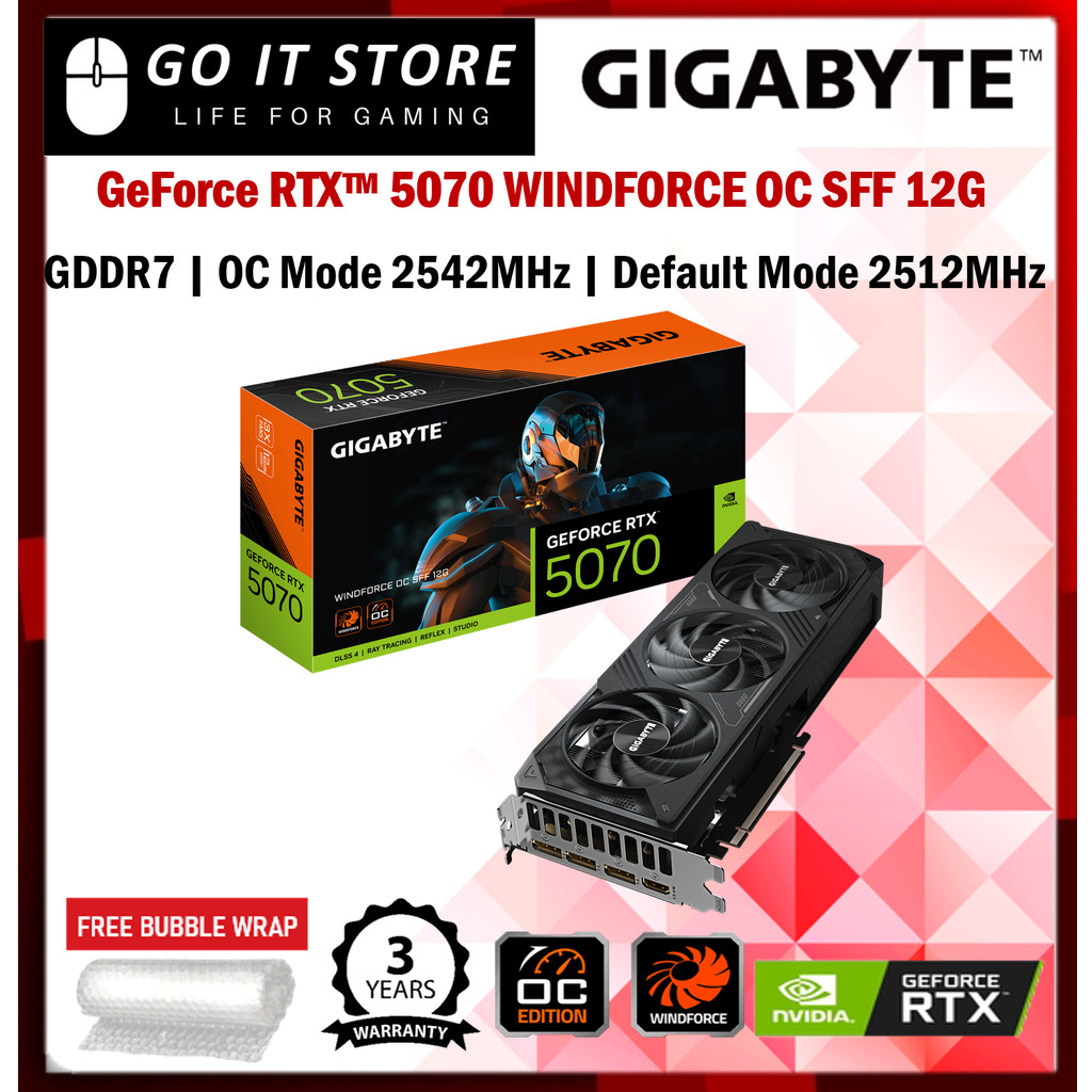 GIGABYTE GeForce RTX™ 5070 WINDFORCE OC SFF 12G GDDR7 OC GRAPHIC CARD ...