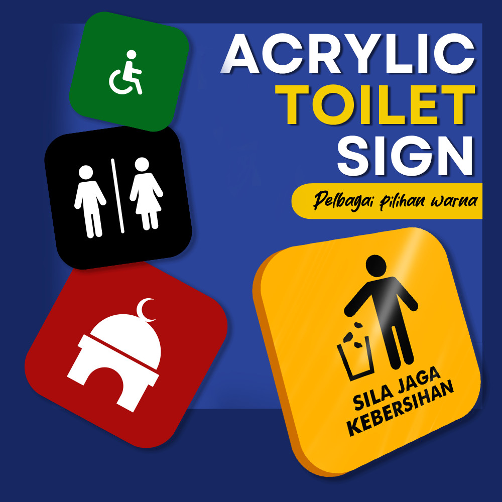 Acrylic signage toilet OKU surau jaga kebersihan papan tanda akrilik ...