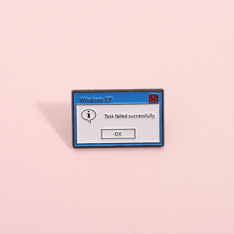 Windows Xp Brooch Pin Task Failed Successfully Badge Computer Error ...