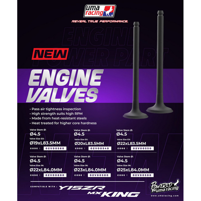 Y15ZR Y15 UR ENGINE VALVE UMA RACING [ INLET VALVE / EXHAUST VALVE ...