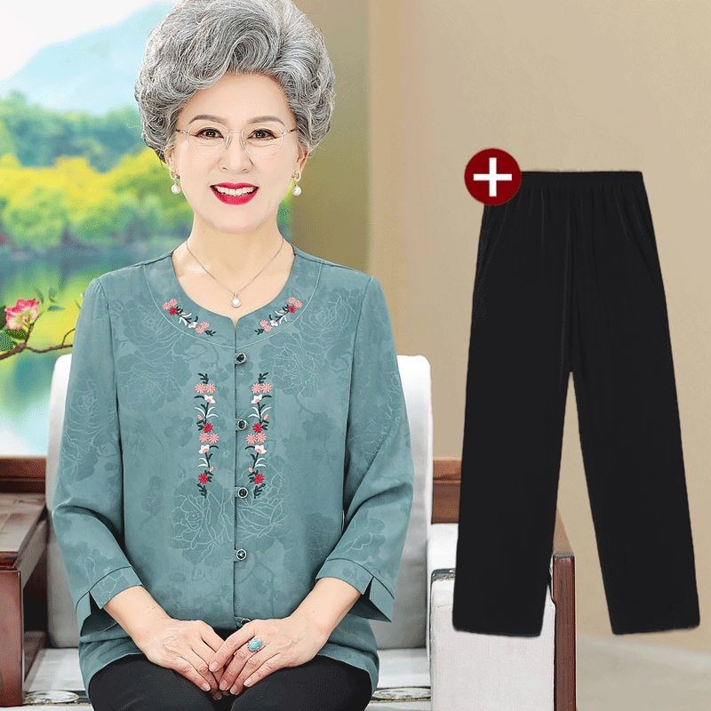 Elderly Wear Blouse 60 Years Old Grandma Wear Shirt Old Lady Happy ...