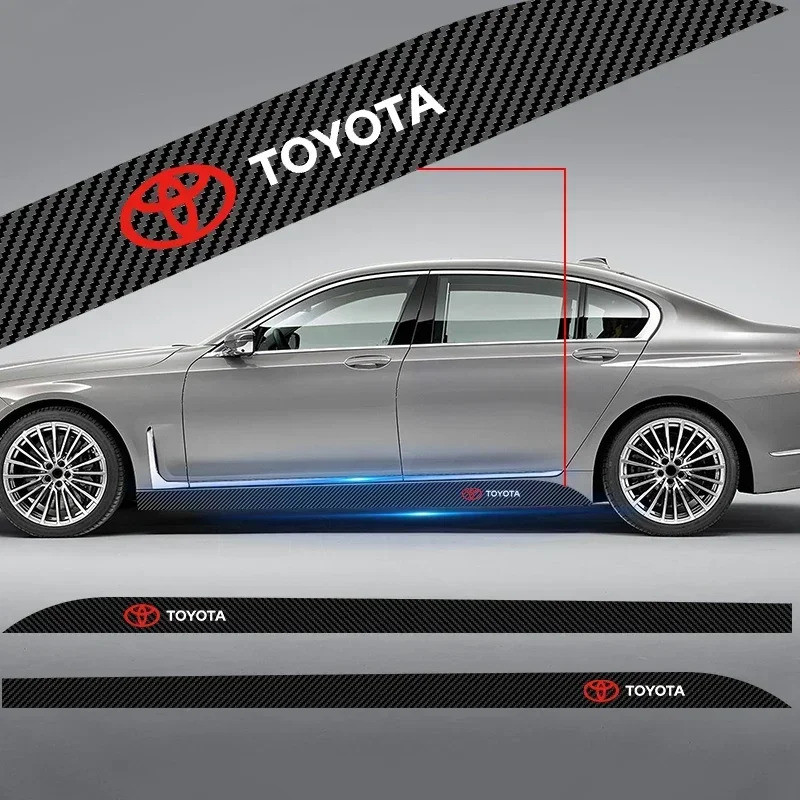 2Pcs Car Door Side Skirt Car Body Decal Fashion Carbon Fiber Stickers ...