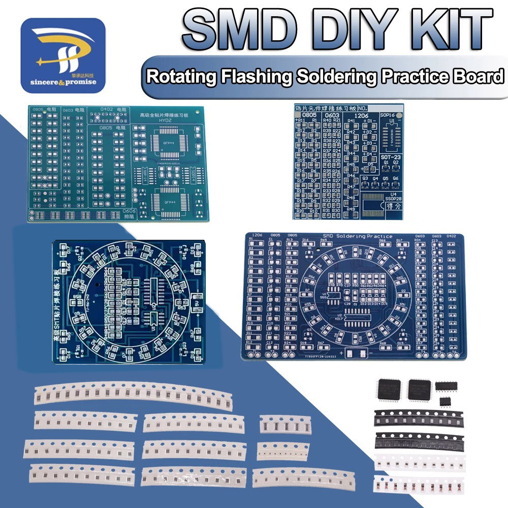 SMD NE555 CD4017 Rotating Flashing LED Components SMT LQFP44 Soldering ...
